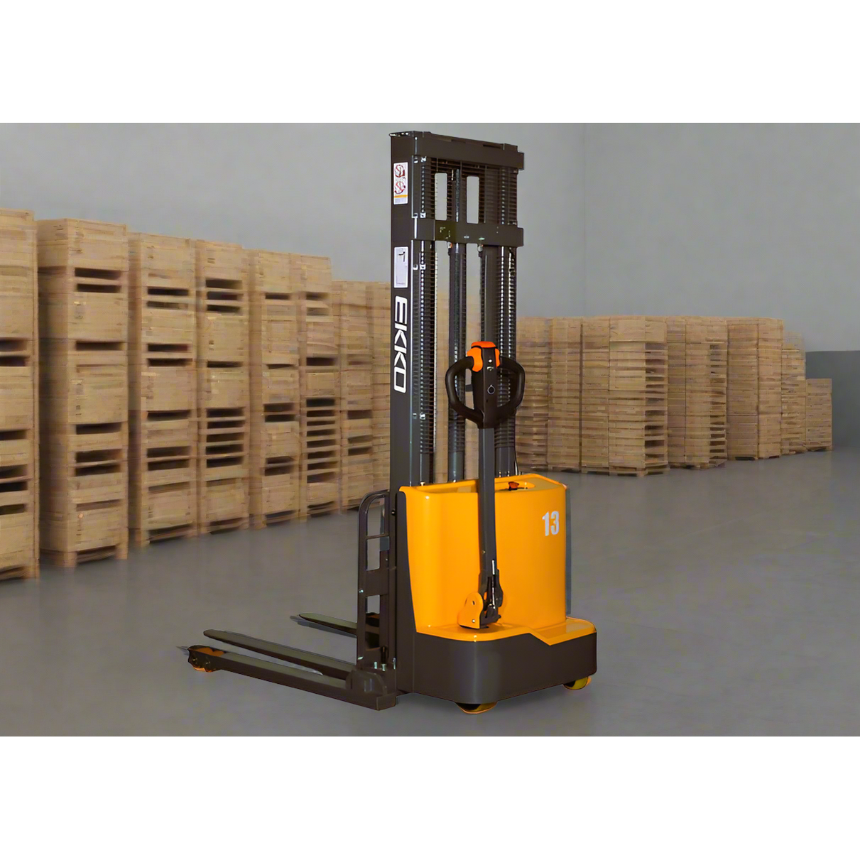 Full Powered Straddle Stacker | 2800 lb Cap. | 118" Height | EKKO EB13 ...