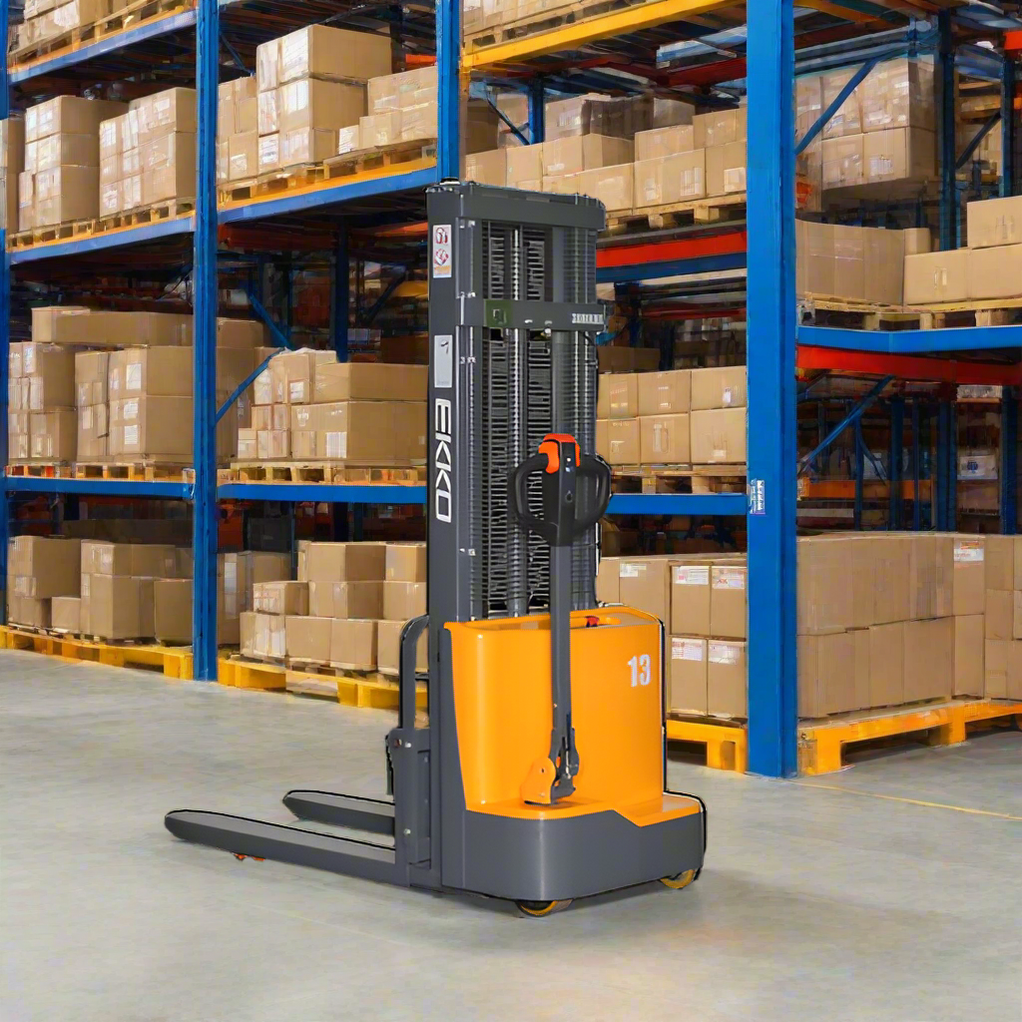 Full Powered Fork Over Stacker | 2800 lb Cap. | 118" Height | EKKO EB1 ...