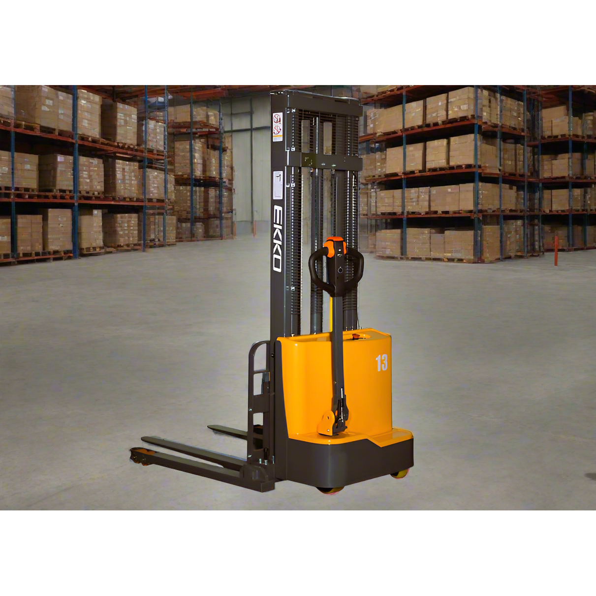 Full Powered Straddle Stacker | 2800 lb Cap. | 138" Height | EKKO EB13 ...