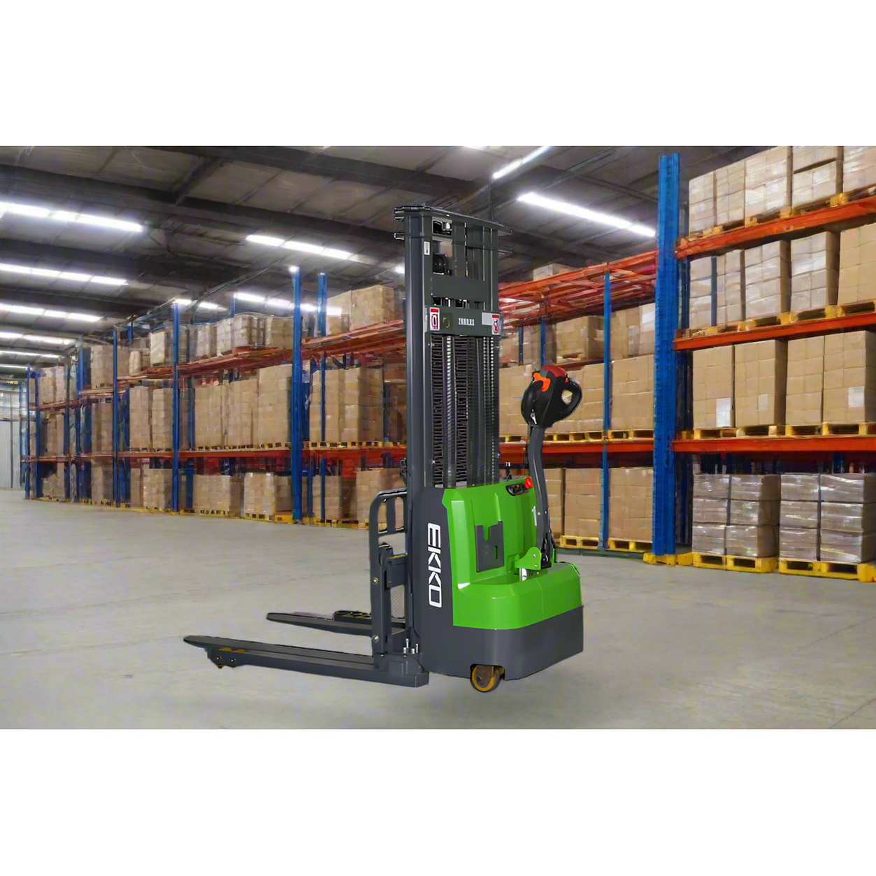Lithium Straddle Stacker | 3000 lb. Cap.| 138" Height | EKKO EB14C-138 ...