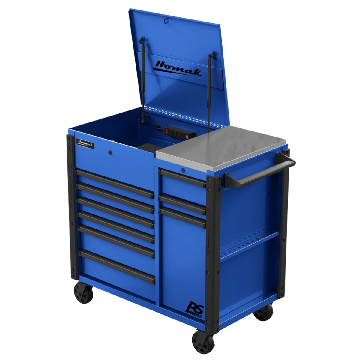 Homak Manufacturing 44 Inch RS Pro 9 Drawer Flip Top Power Service Car ...